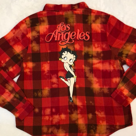Betty Boop | Tops | Wmns Medium Betty Boop Flannel Shirt | Poshmark